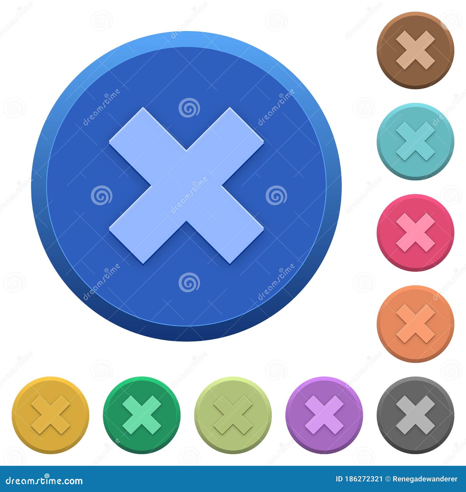 Embossed cancel buttons stock vector. Illustration of alarm - 186272321