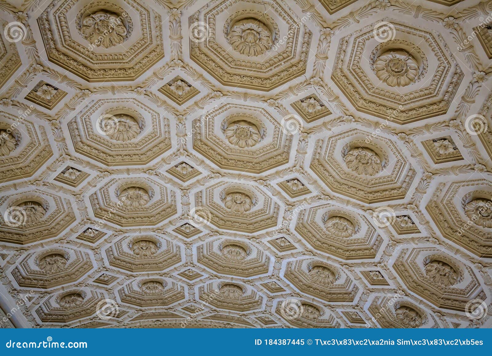 Embossed Ceiling of an Historical Building in Rome Stock Image - Image ...
