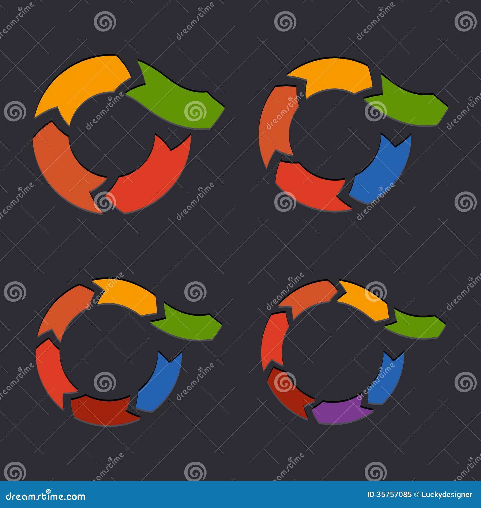 Embossed Circle Arrows Set. Vector Stock Vector - Illustration of ...