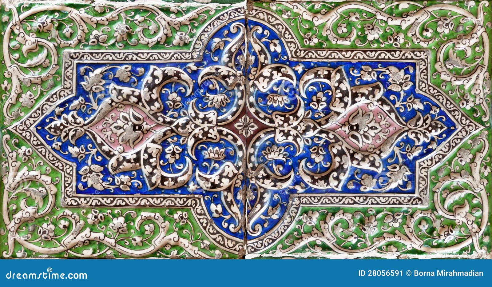 Embossed Colorful Old Persian Tile Stock Image - Image of decorative ...