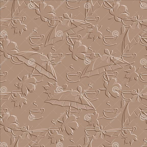 Embossed 3d Falling Autumn Leaves Seamless Pattern. Textured Emboss ...