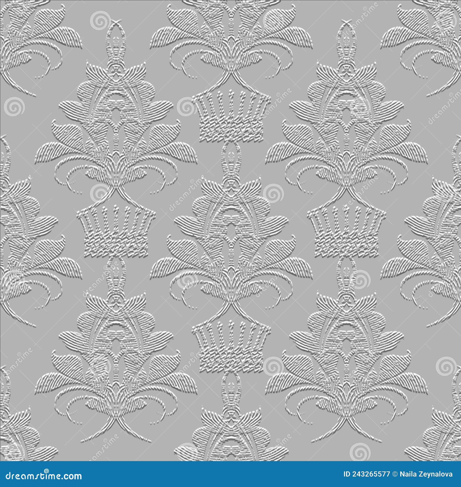 Embossed 3d Floral Seamless Pattern. White Emboss Textured Background ...