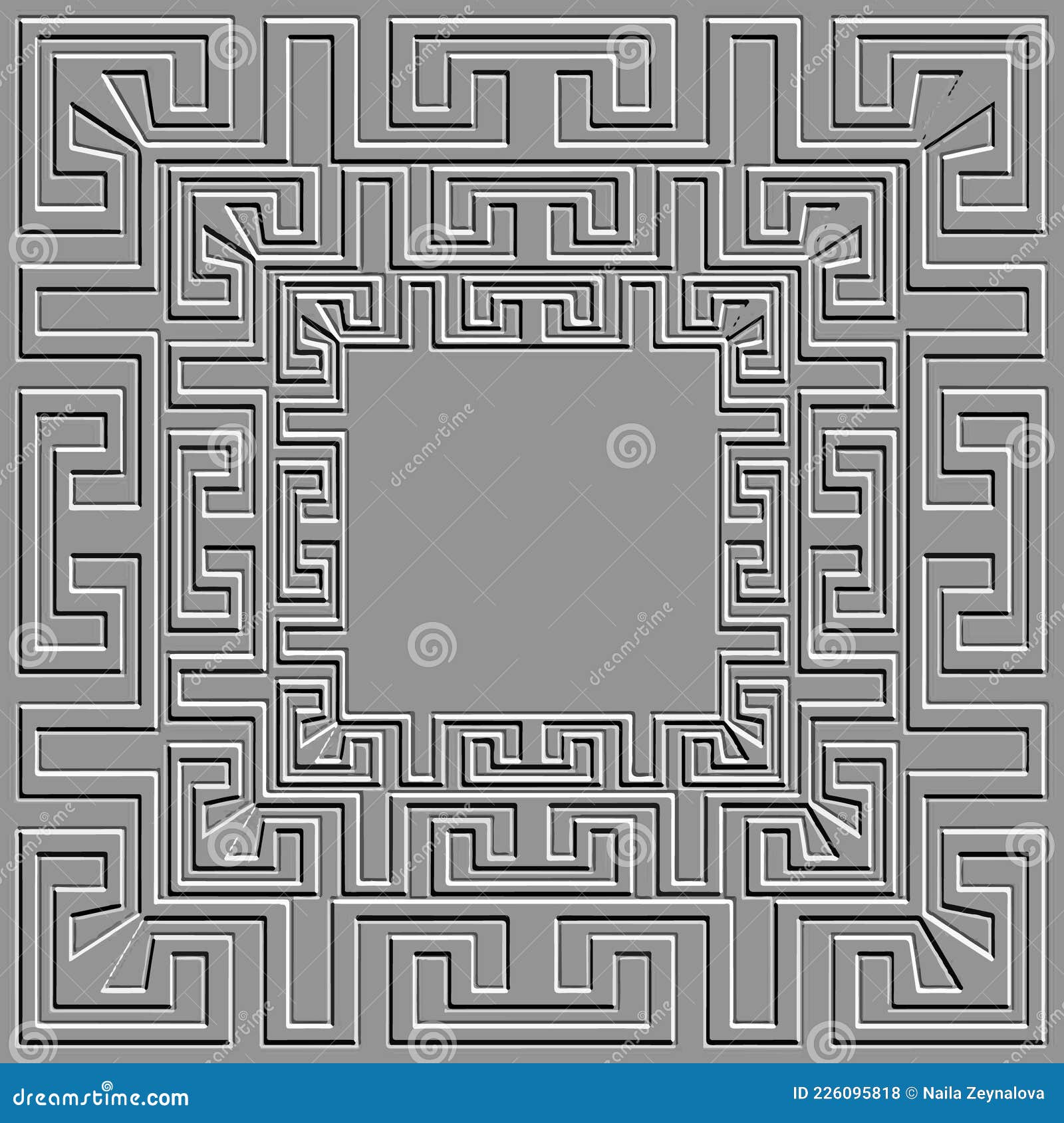 Embossed 3d Square Frames Pattern. Greek Emboss Background. Geometric ...
