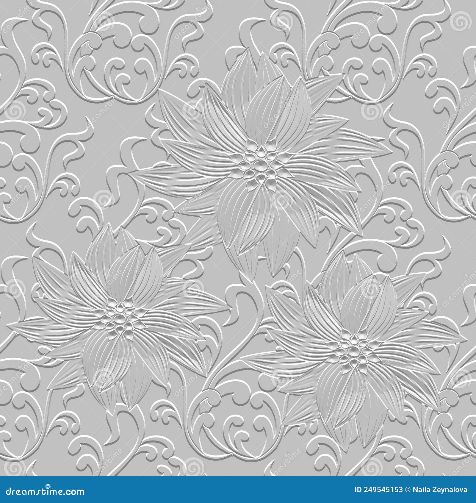 3D Embossed Floral Pattern. Textured Beautiful Flower Embossed ...