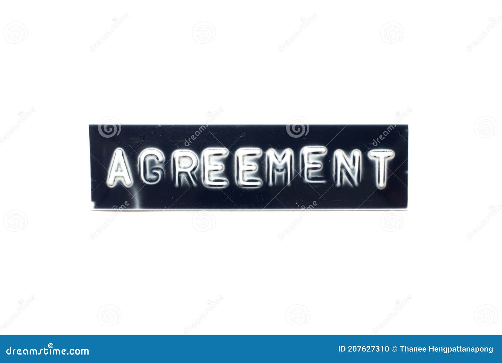 Emboss Letter in Word Agreement on Black Banner with White Background ...
