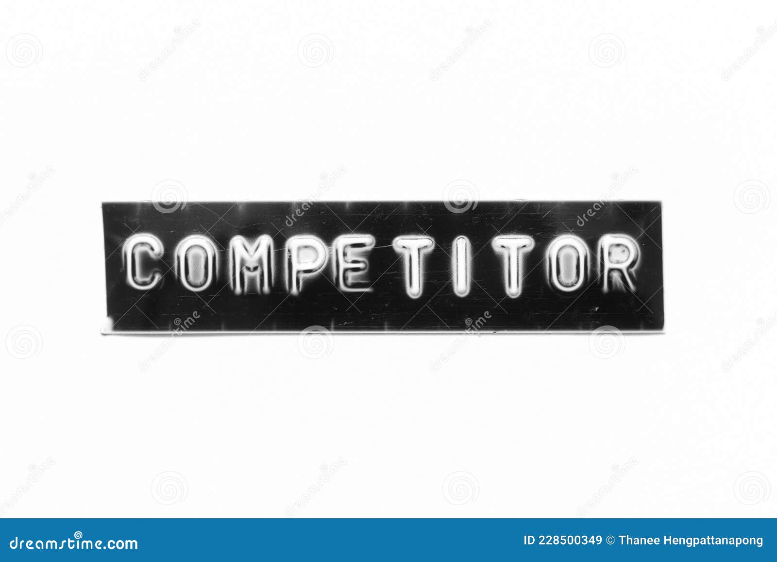 Emboss Letter with Word Competitor in Black Banner on White Paper ...
