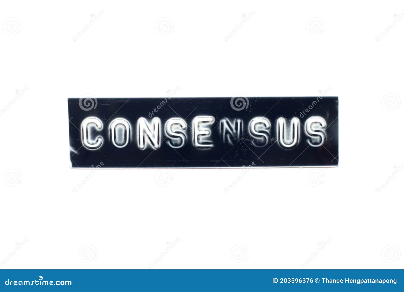 Emboss Letter in Word Consensus on Black Banner with White Background ...