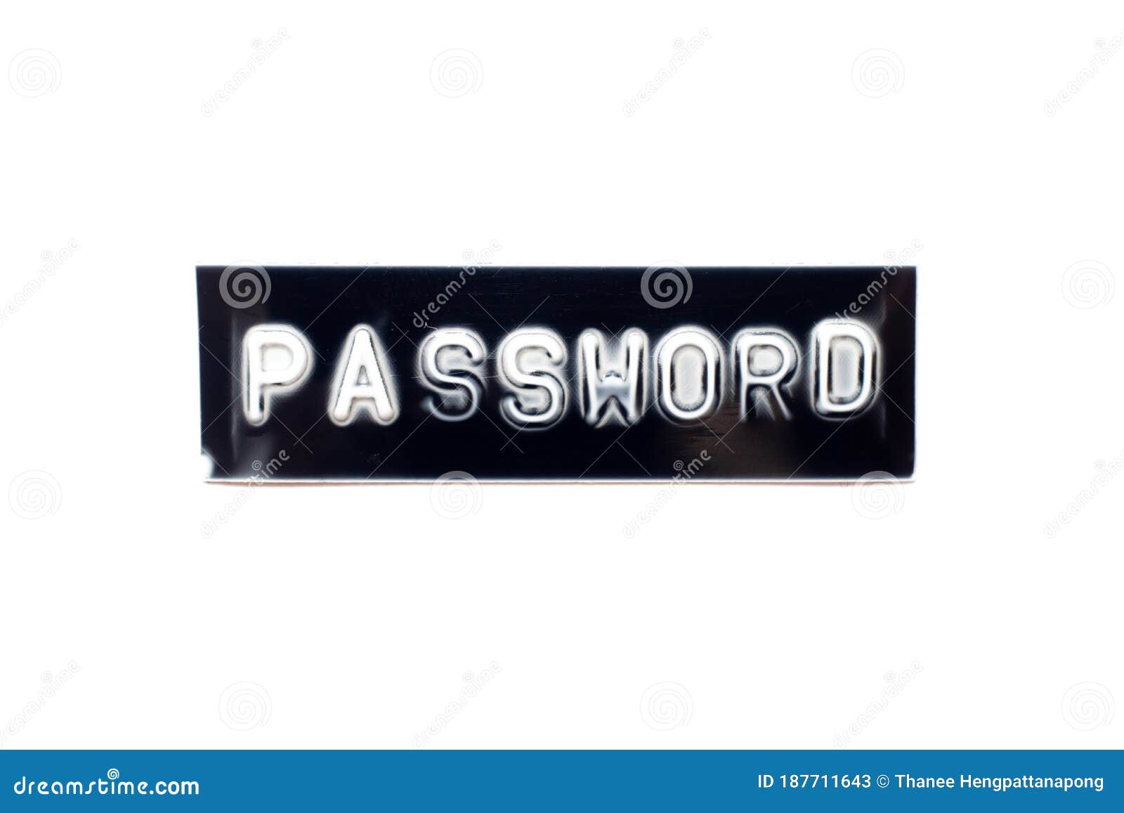 Emboss Letter in Word Password in Black Banner on White Background ...