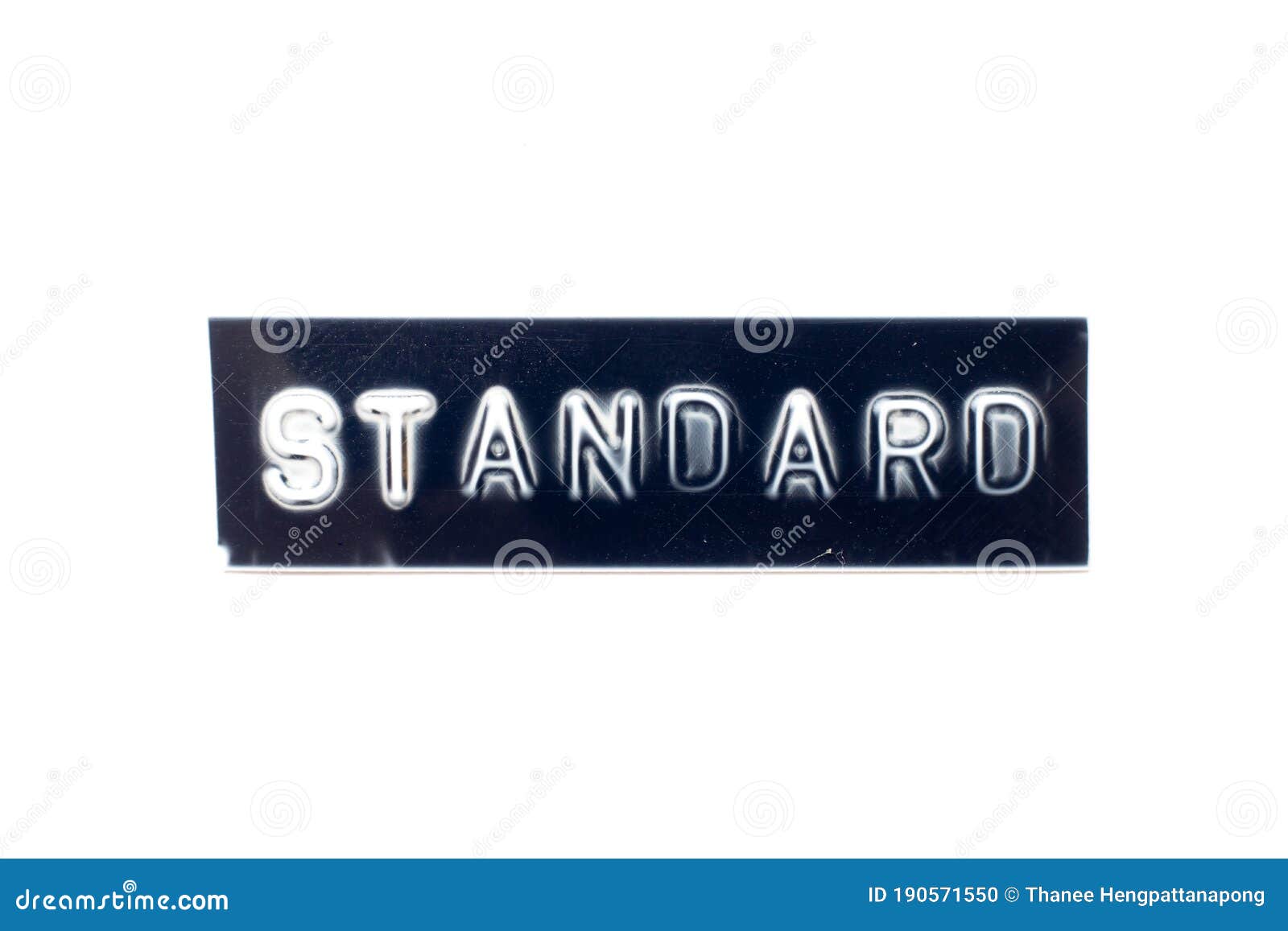 Emboss Letter in Word Standard in Black Banner on White Background ...