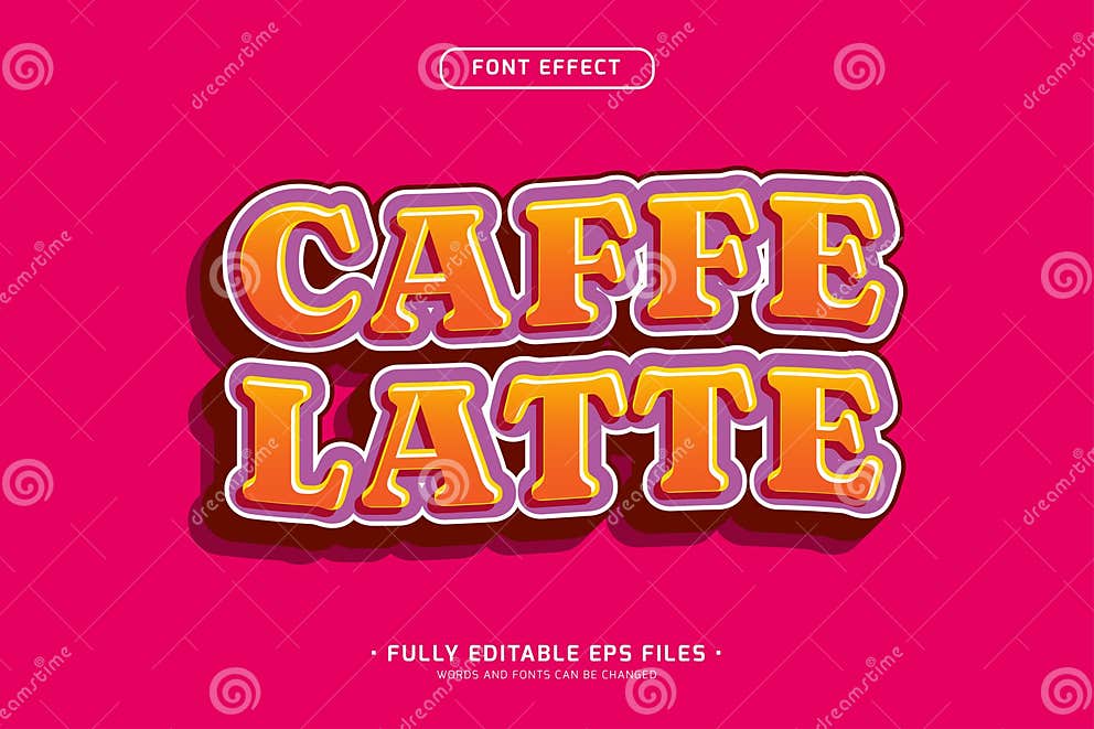 Embossed Look Editable Text Effect with Caffee Latte Word Isolated on ...