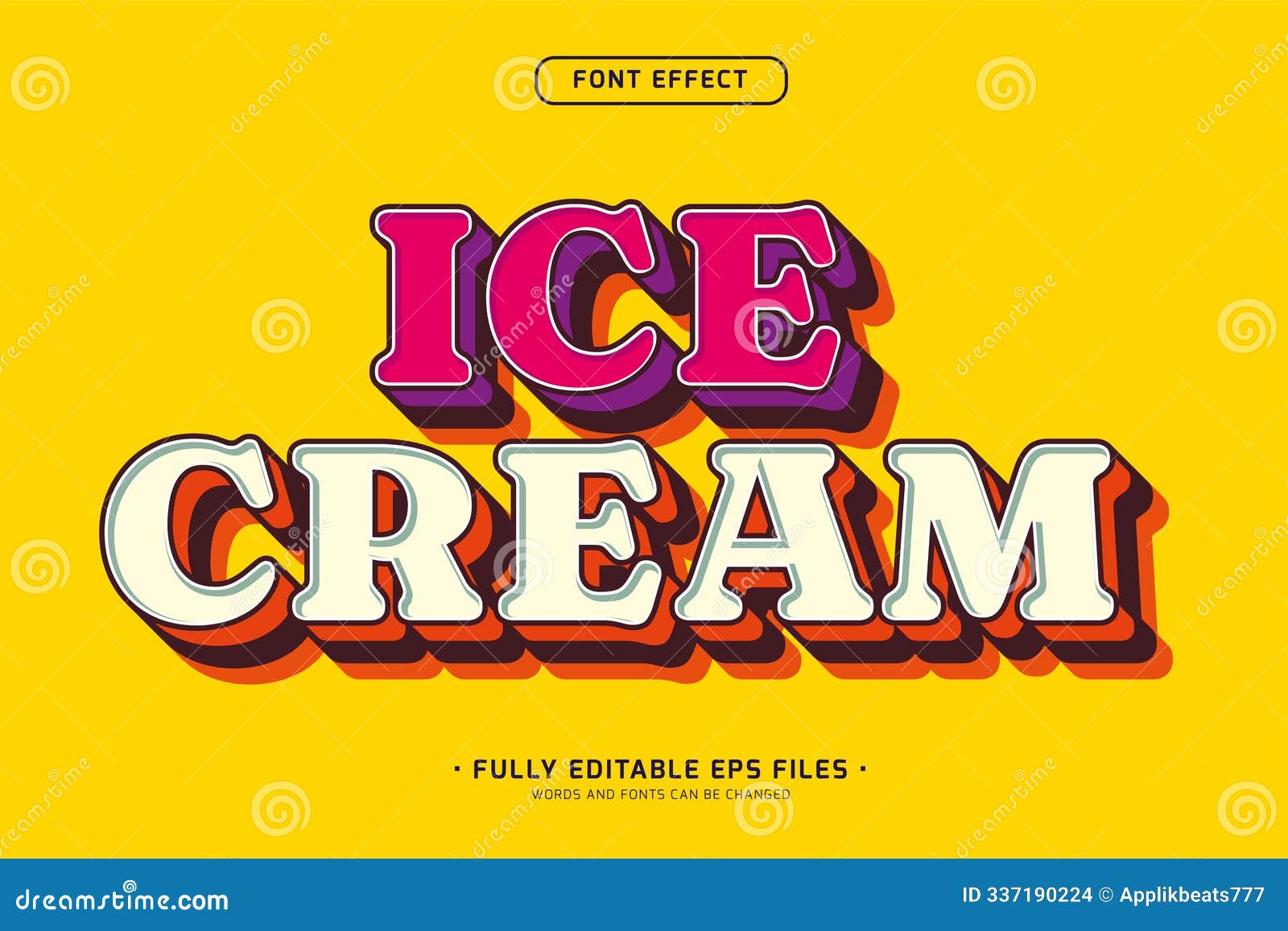 Embossed Look Editable Text Effect with Ice Cream Word Isolated on ...