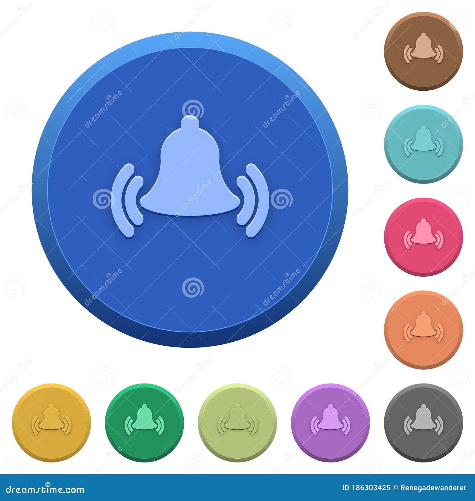 Embossed Ringing Bell Buttons Stock Illustration - Illustration of gray ...