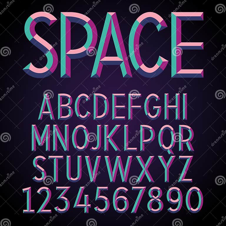 Embossed Stereo Font stock vector. Illustration of color - 85199921