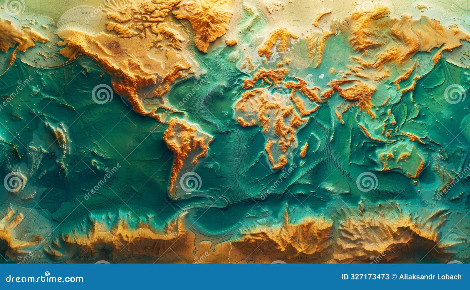 Embossed World Map with Continents and Sea Lanes. a Map for the ...
