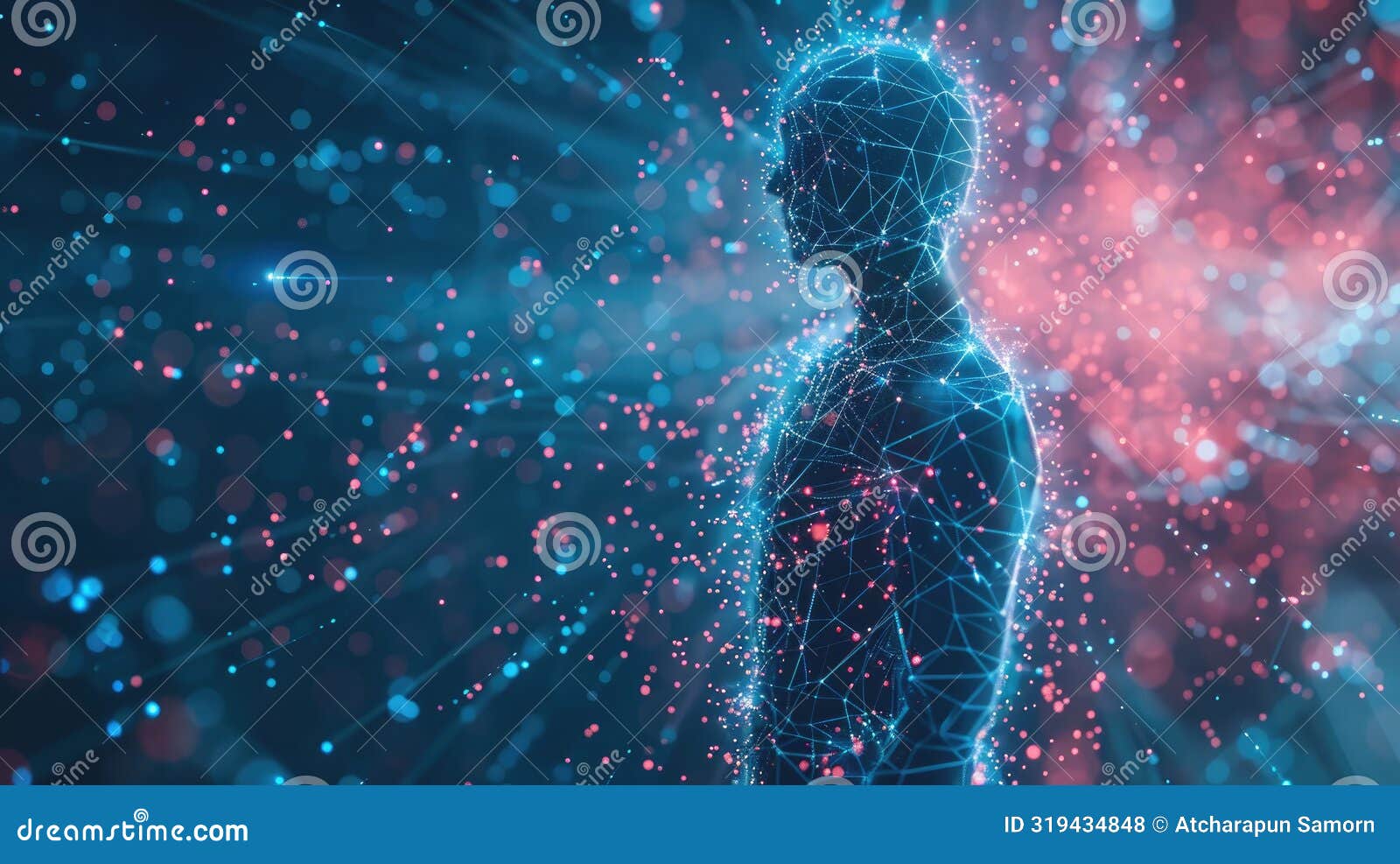 Embracing Digital Transformation: Human Figure Emerging from Matrix of ...