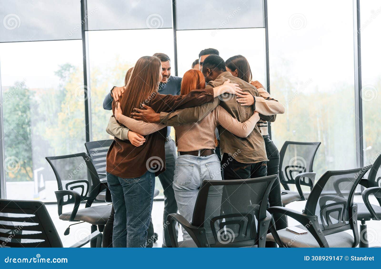 Embracing Each Other. Group of People are Having Therapy Meeting ...
