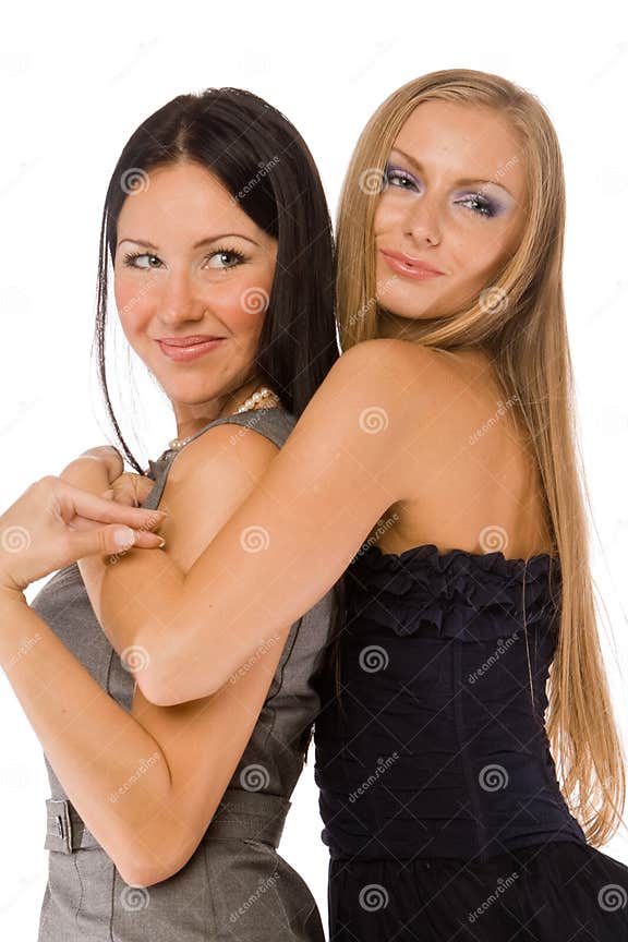 Embracing Girlfriends Isolated Stock Photo - Image of friend, girls ...