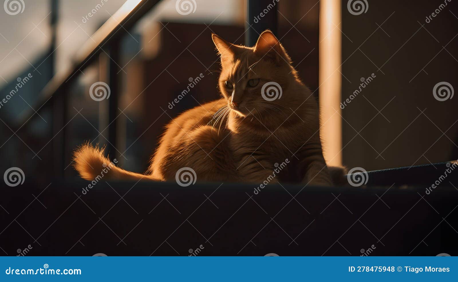 Embracing the Golden Hour: a Mesmerizing Cat Portrait Stock ...