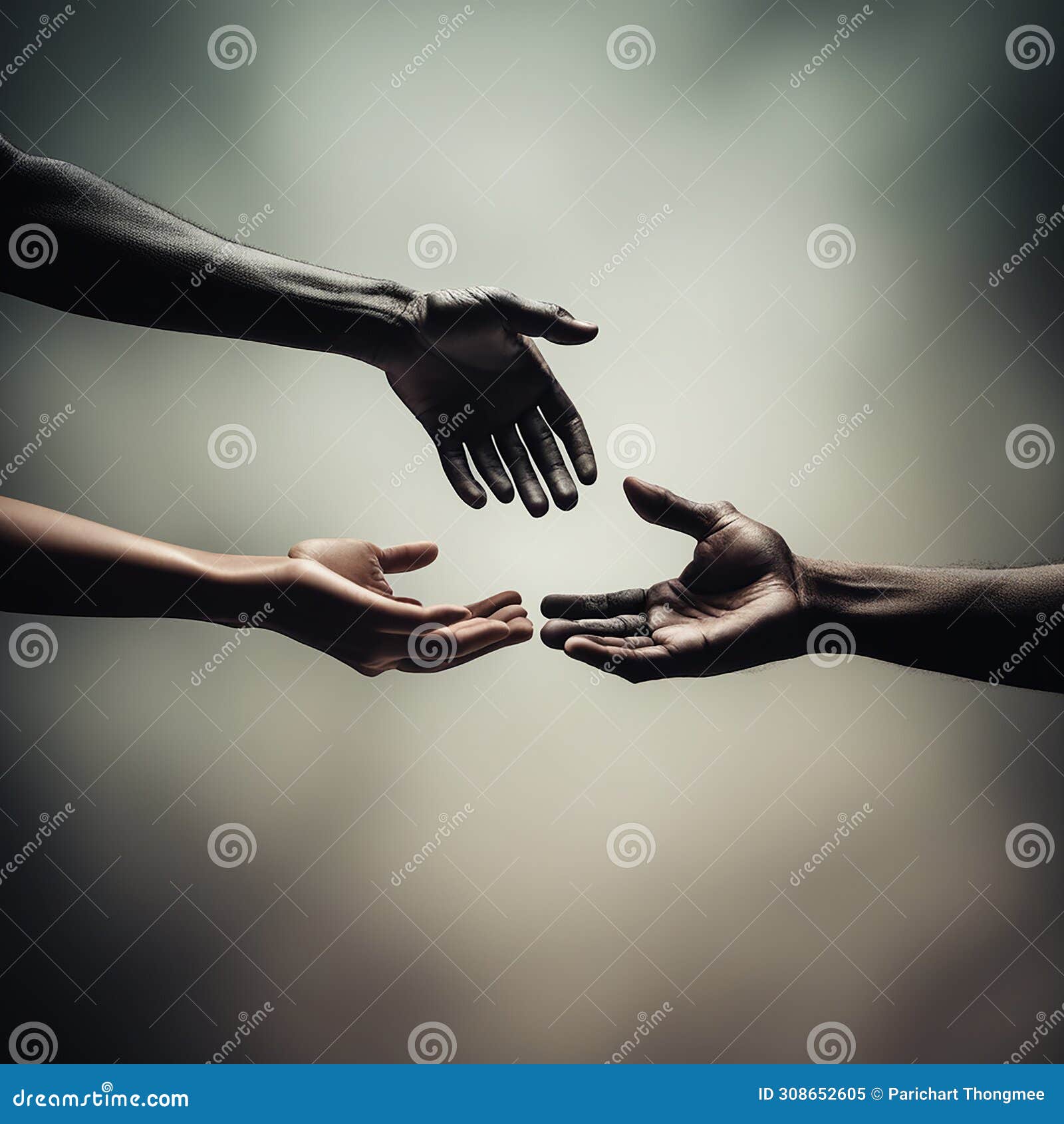 Embracing Shadows: Hands Reaching Out for Mutual Support Stock ...