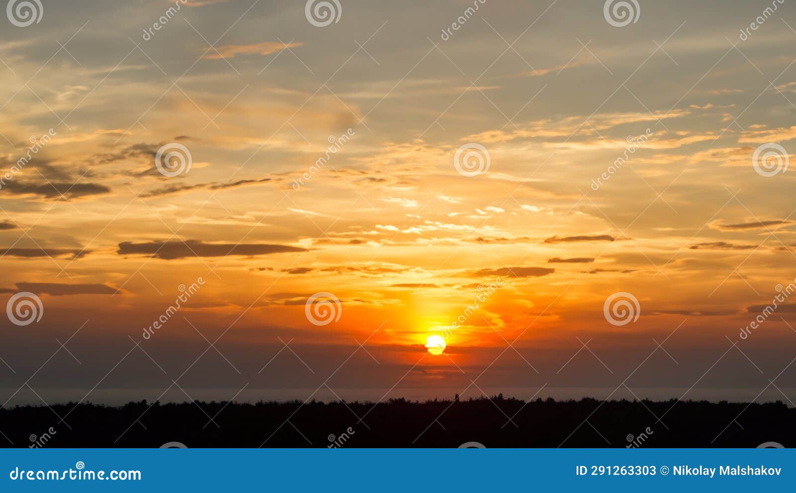 Embracing the Sun: Sunrise and Cloudy Scene Stock Illustration ...