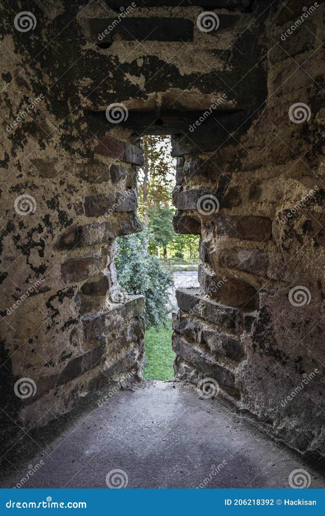 Embrasure through the Big Medieval City Wall Made of Stone Stock Photo ...