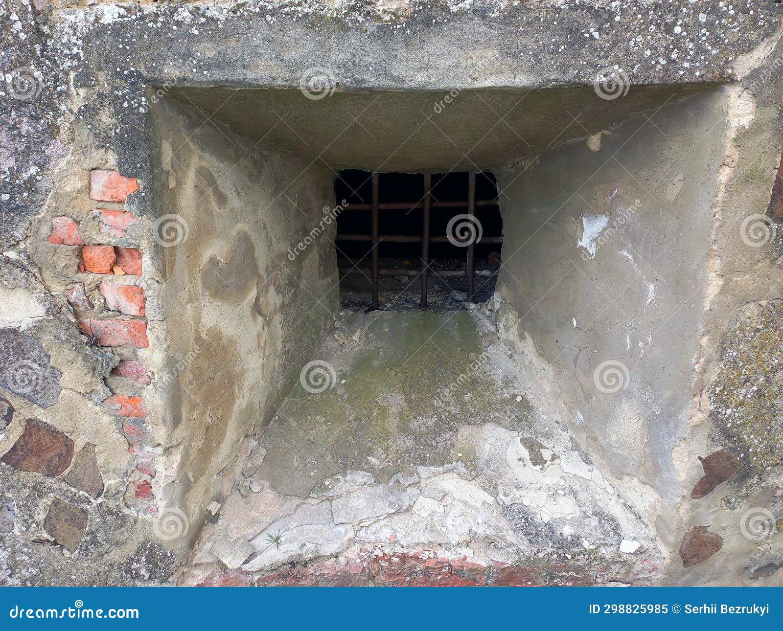 The Embrasure of the Old Castle is Barred with an Iron Grate Stock ...