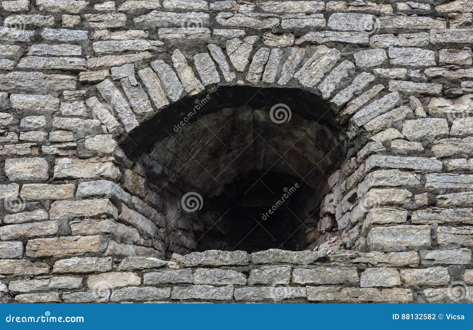Embrasure In Old Gray Stone Wall Royalty-Free Stock Image ...