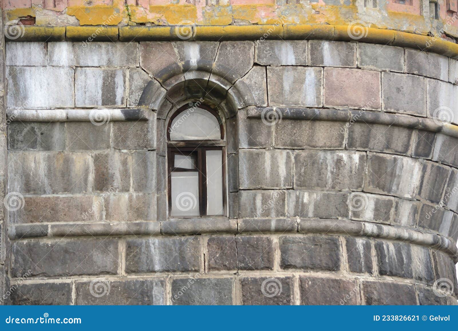 Window in Medevial Castle Wall. Recessed Frame Window in Old Stone Wall ...