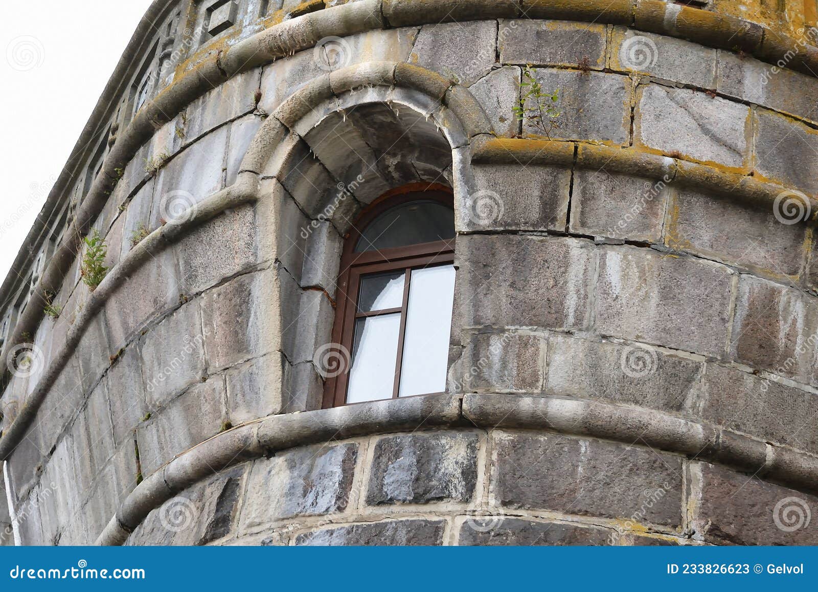 Window in Medevial Castle Wall. Recessed Frame Window in Old Stone Wall ...