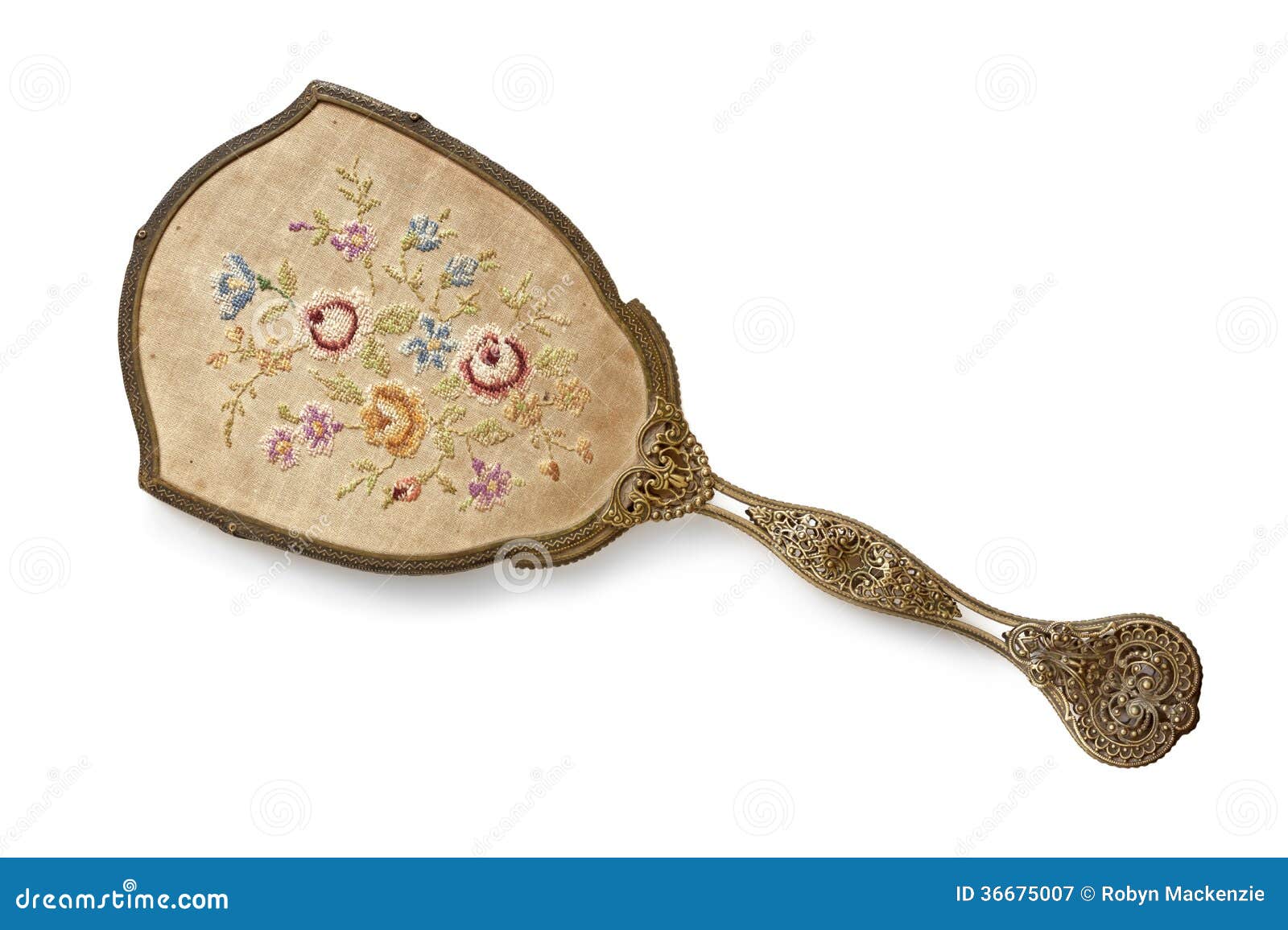 Embroidered Back Of Vintage Hand Mirror Royalty Free Stock Photography ...