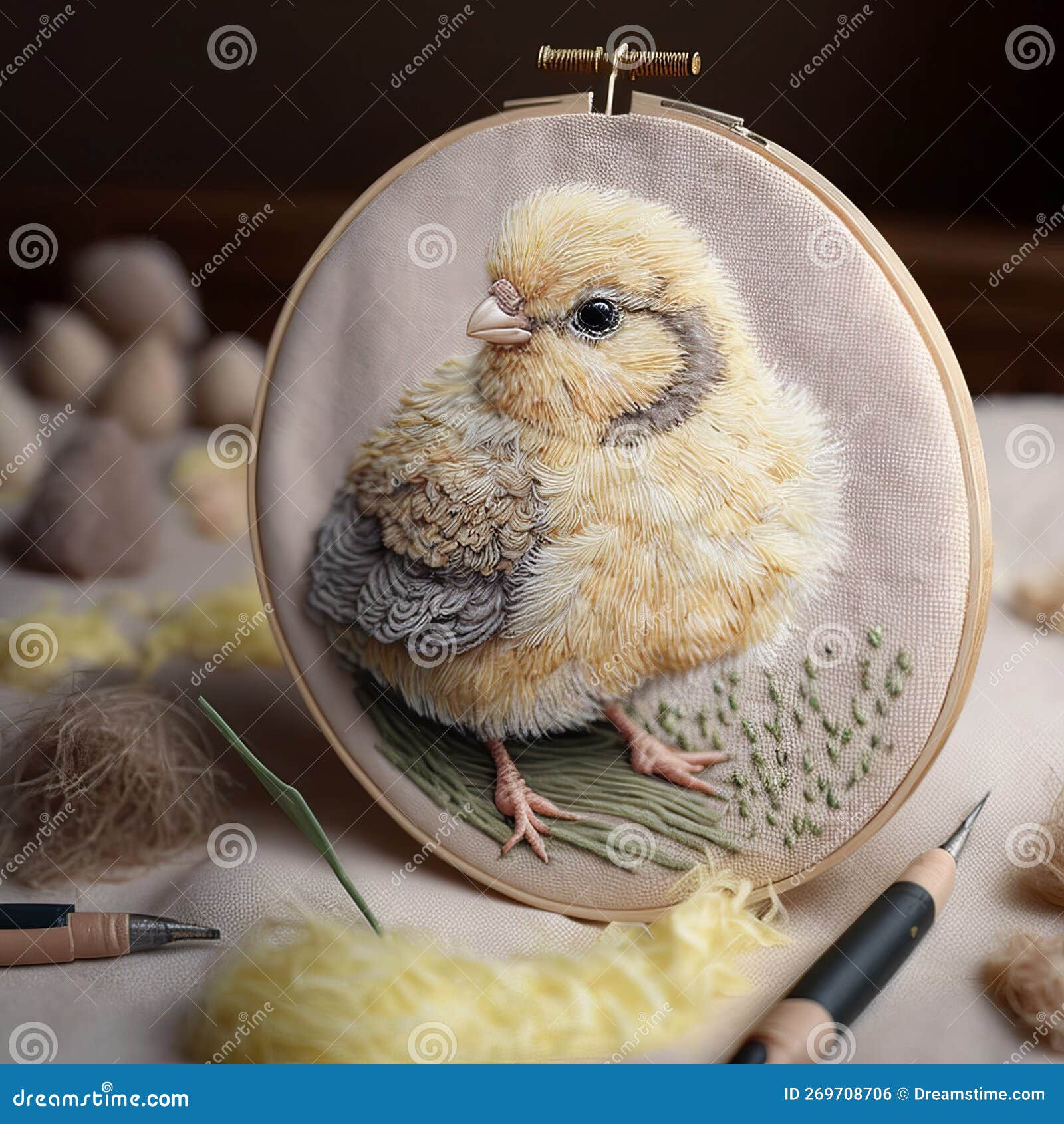 Embroidered Chick (generative AI) Stock Illustration - Illustration of ...