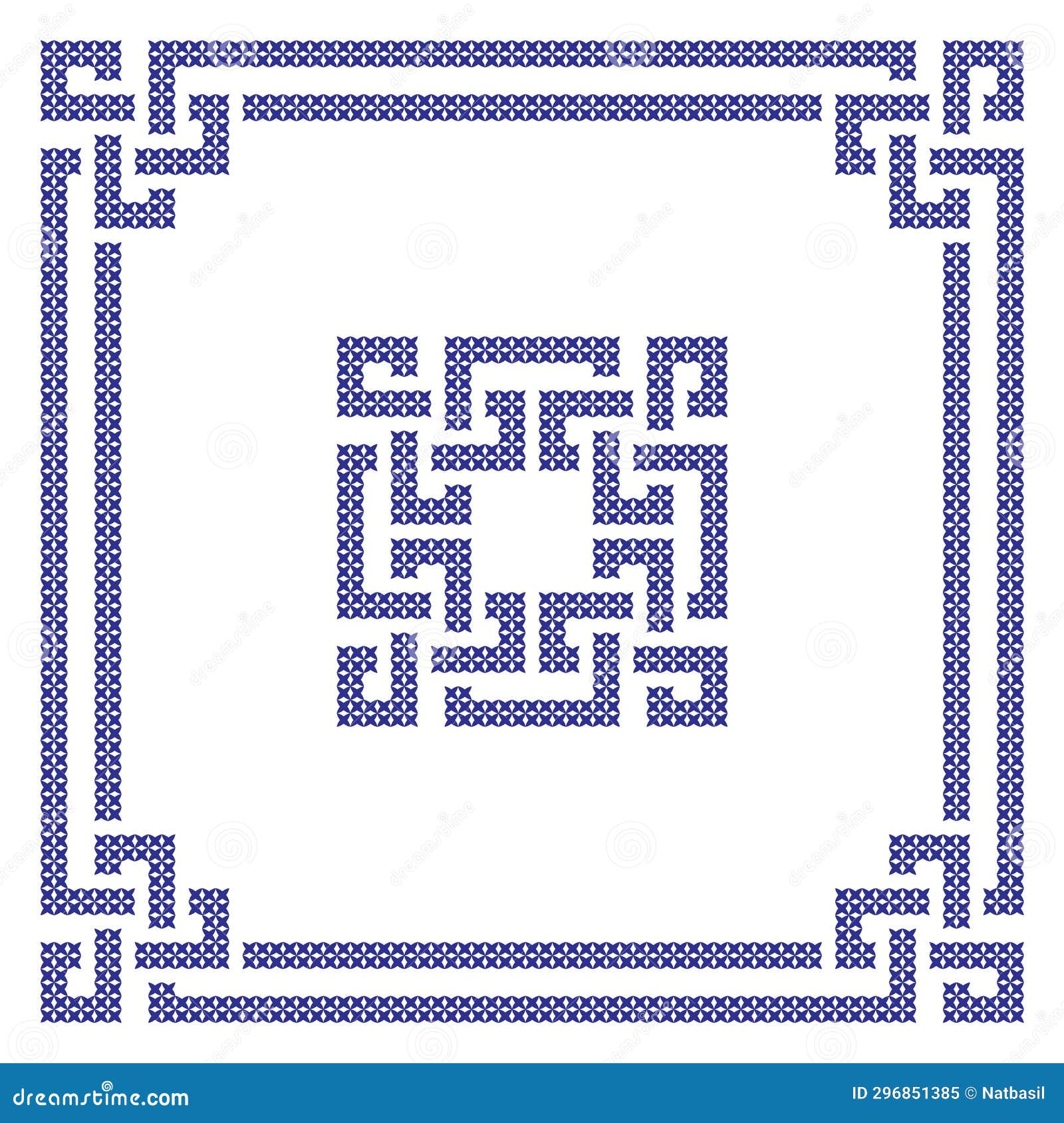 Embroidered Cross-stitch Geometric Weaving Frame Stock Vector ...