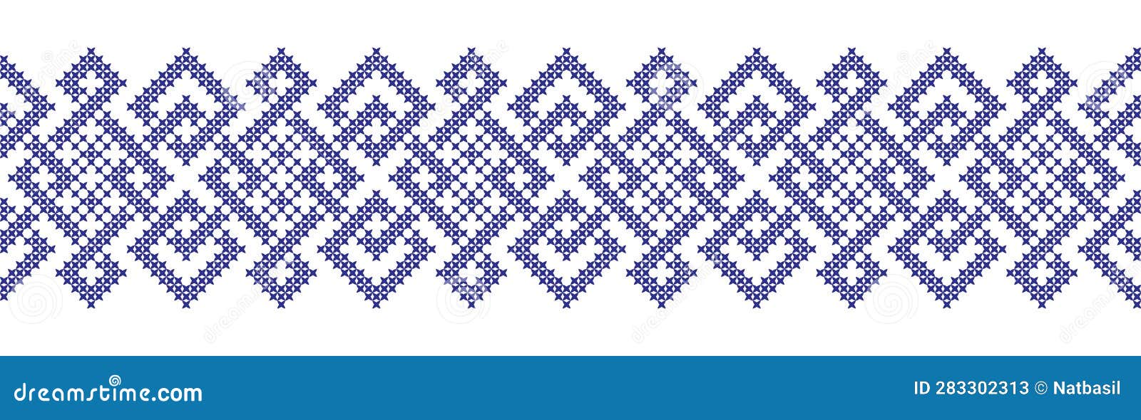 Embroidered Cross-stitch Geometric Weaving Seamless Border Pattern ...