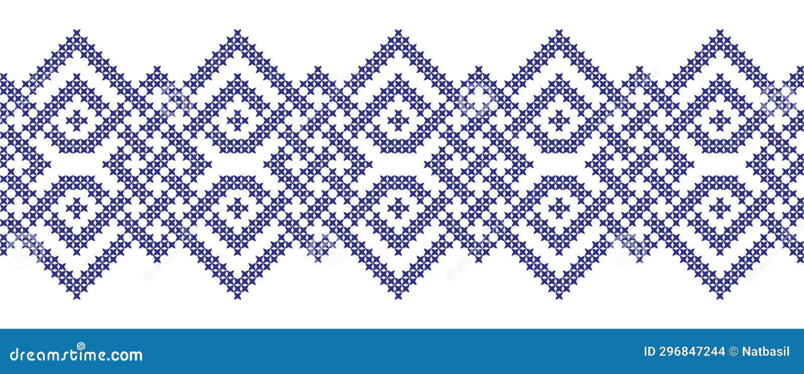 Embroidered Cross-stitch Geometric Weaving Seamless Border Pattern ...