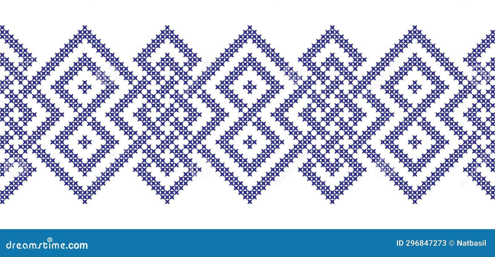 Embroidered Cross-stitch Geometric Weaving Seamless Border Pattern ...