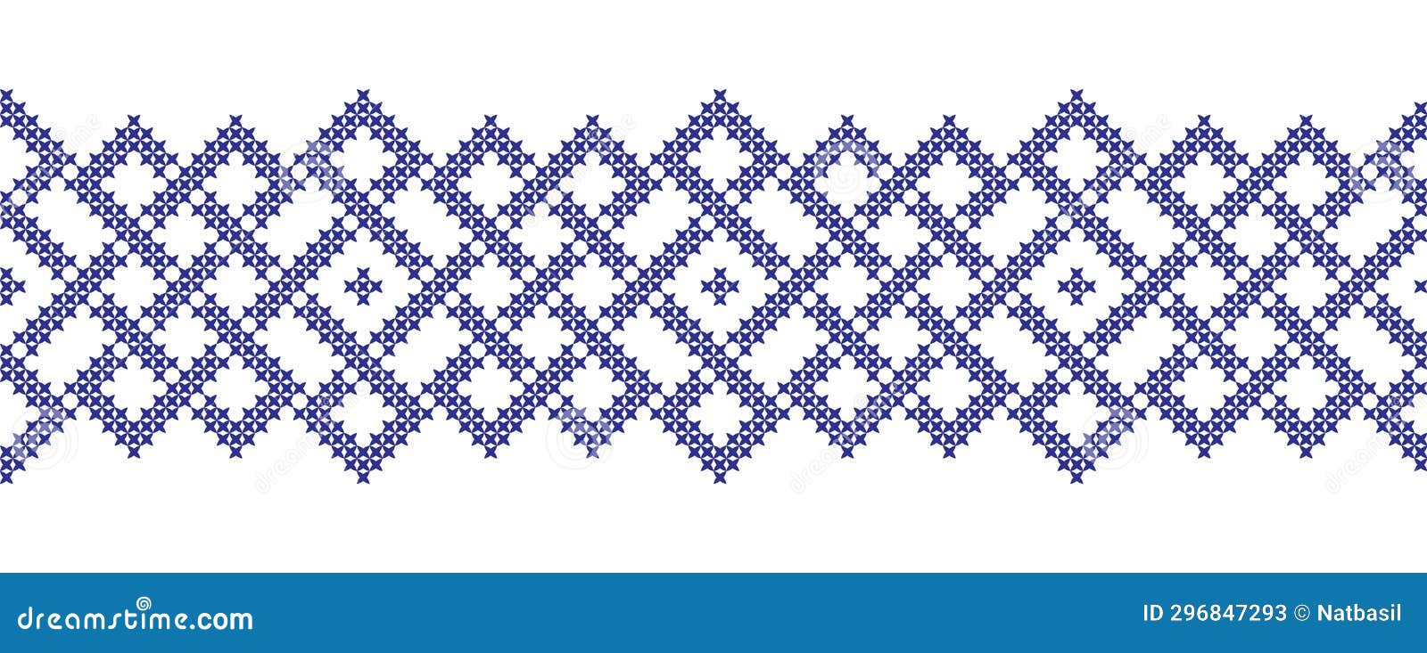 Embroidered Cross-stitch Geometric Weaving Seamless Border Pattern ...