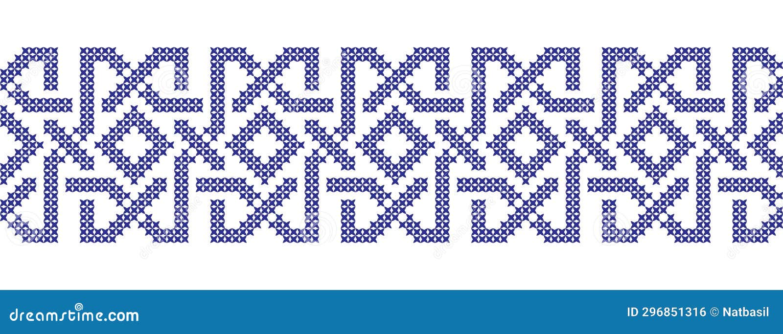 Embroidered Cross-stitch Geometric Weaving Seamless Border Pattern ...