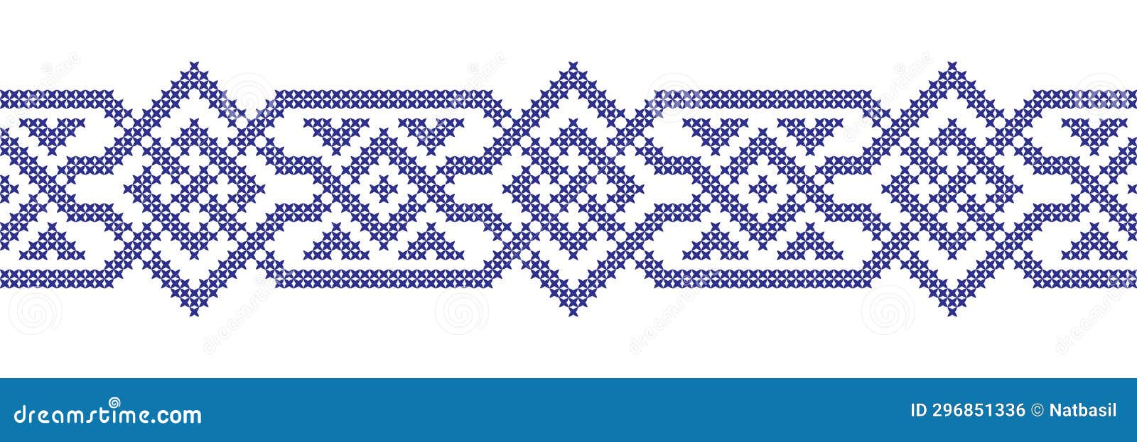 Embroidered Cross-stitch Geometric Weaving Seamless Border Pattern ...