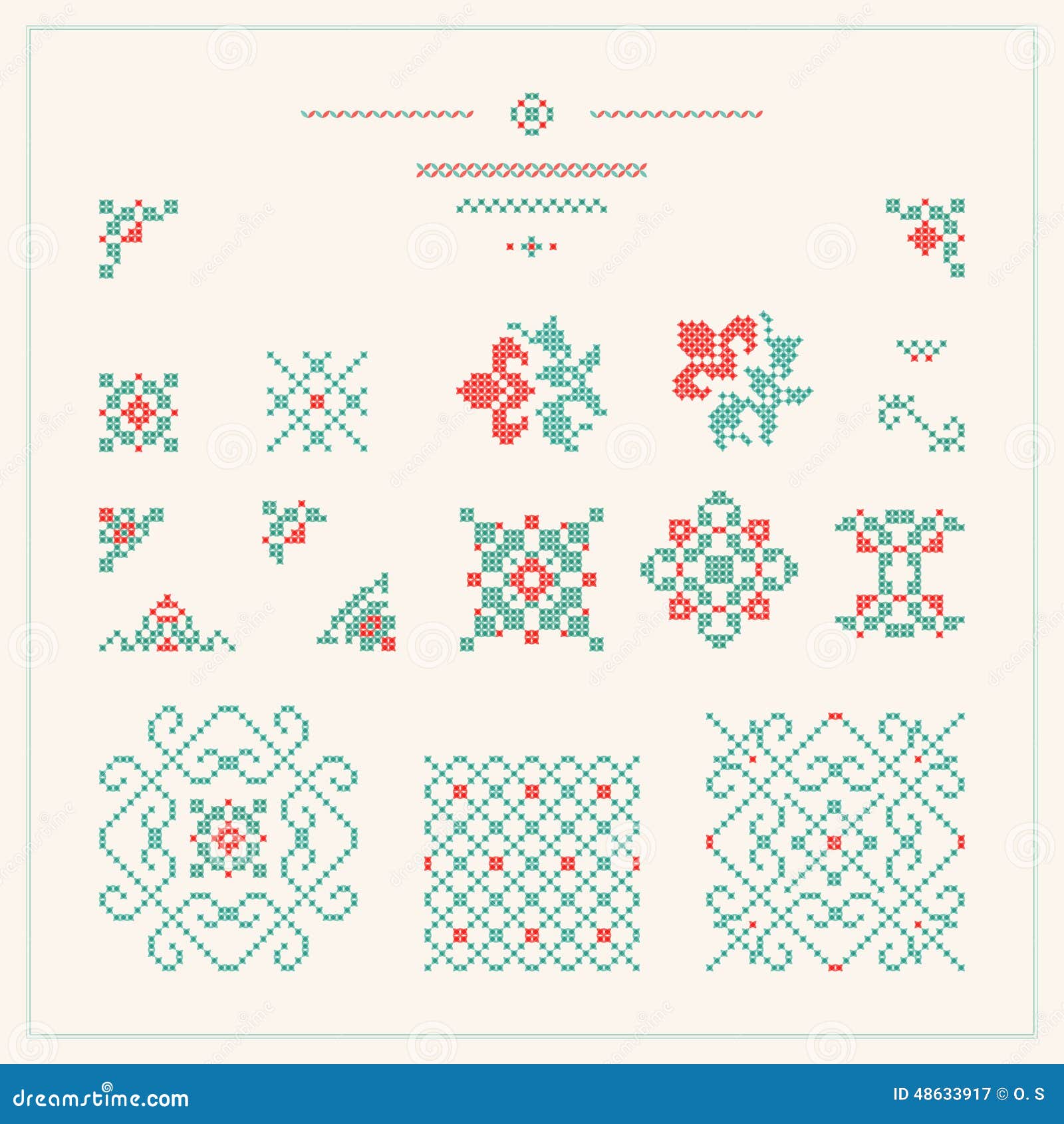 Embroidered Design Elements Stock Vector - Illustration of knitting ...