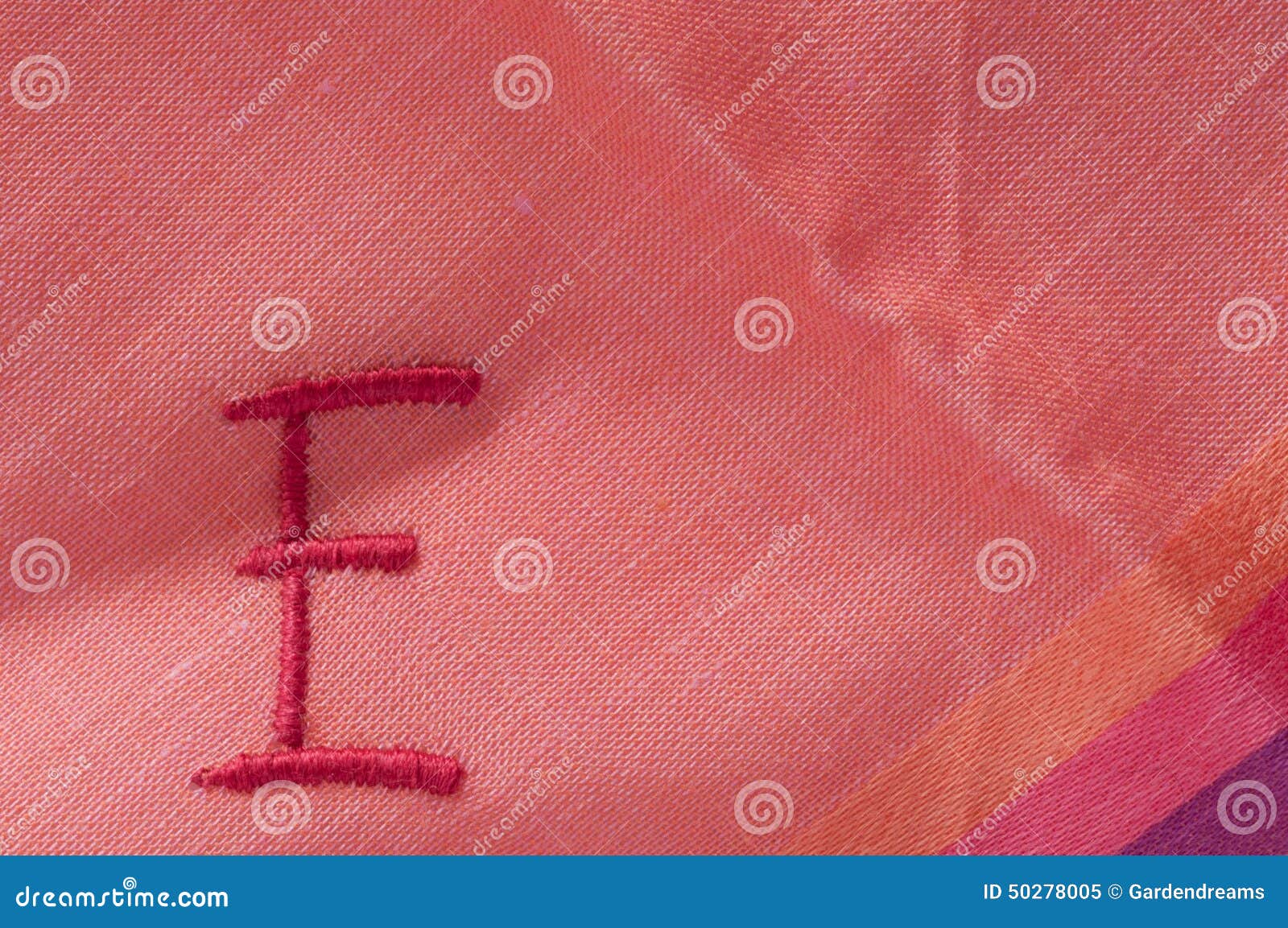 Embroidered E stock image. Image of handkerchief, macro - 50278005