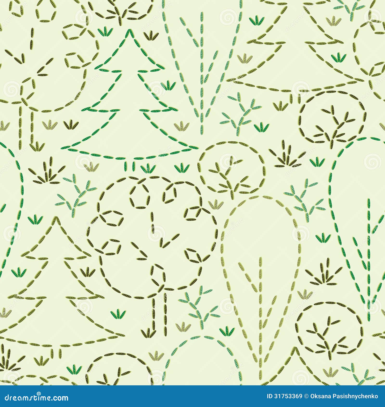 Embroidered Forest Seamless Pattern Background Stock Vector ...