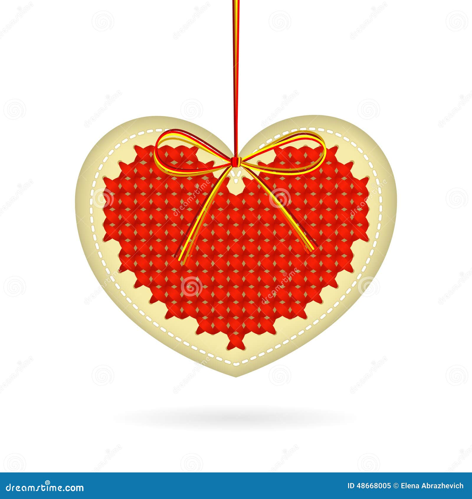 Embroidered Heart on Thread Stock Vector - Illustration of saint, shape ...