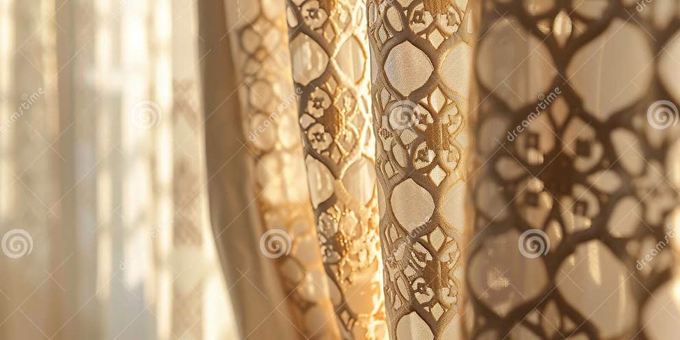 Embroidered Islamic Curtains with Geometric Patterns Stock Illustration ...