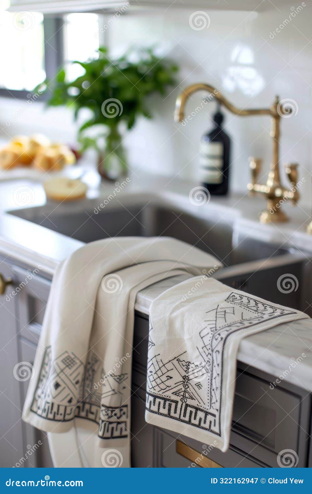 Embroidered Islamic Tea Towels Featuring Geometric Borders Stock ...