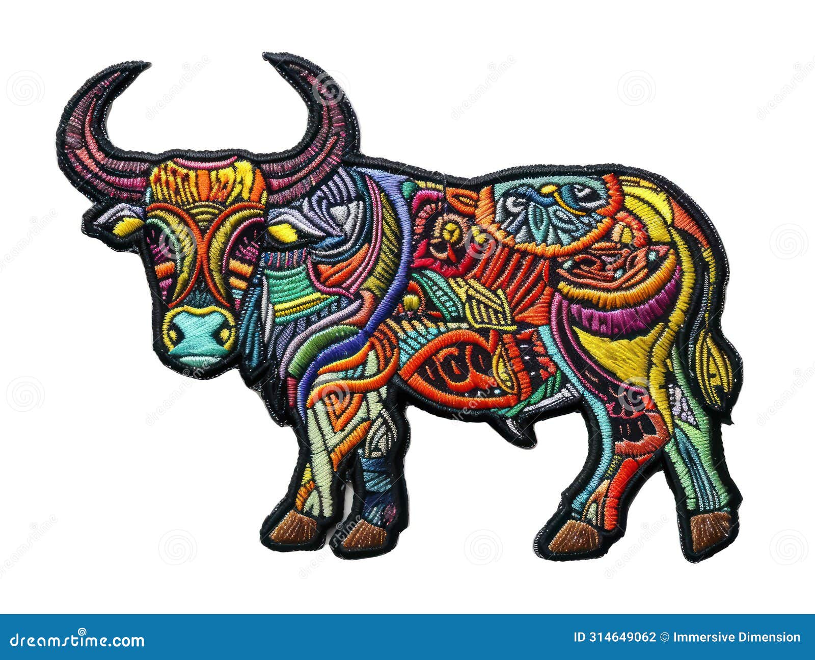 Embroidered Patch Badge of Colorful Psychedelic Taurus on a Transparent ...