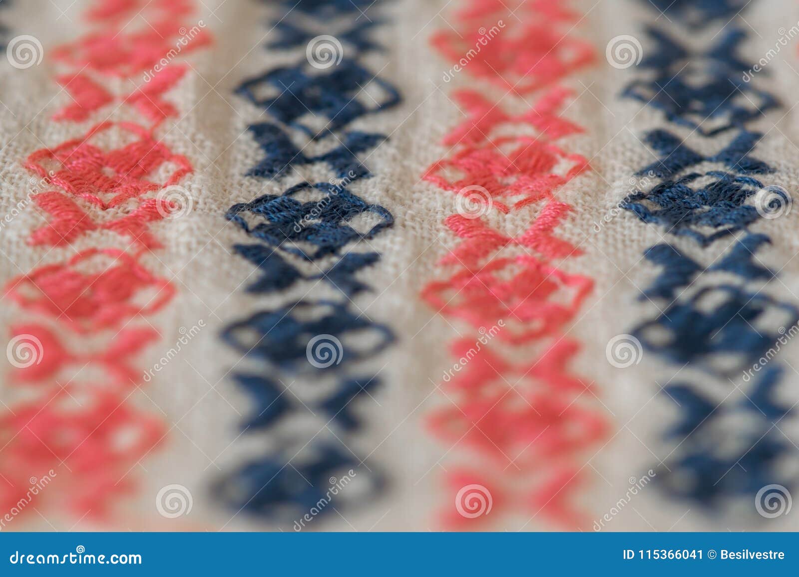 Embroidered Pattern on Cotton Fabric . Stock Image - Image of ...