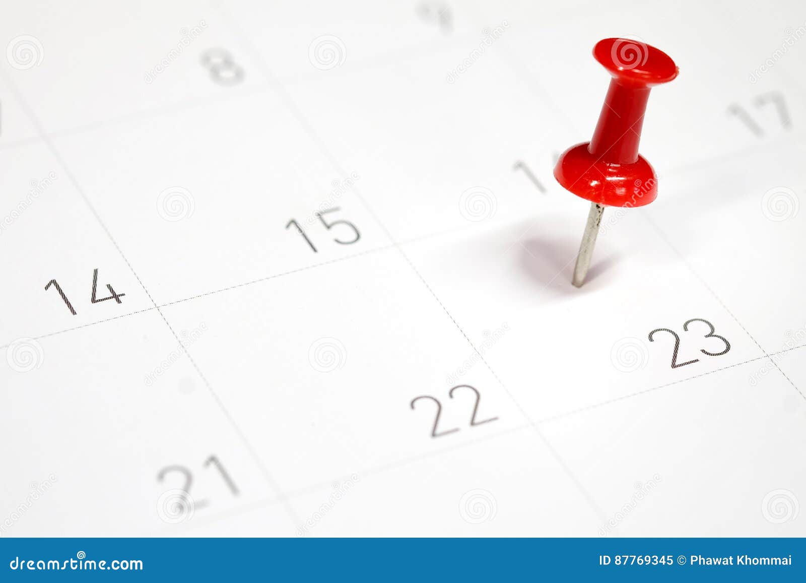 Embroidered Red Pins on a Calendar on the 23rd Stock Image - Image of ...