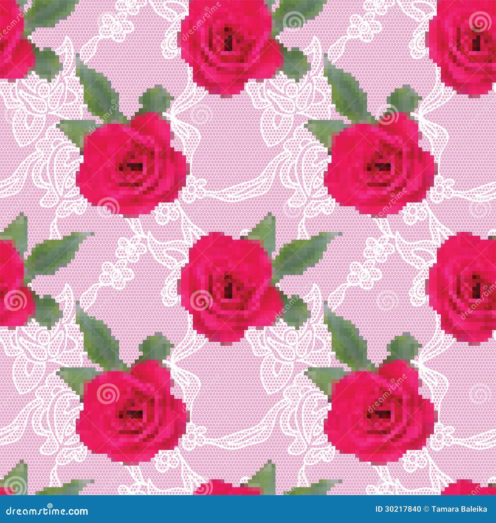 Fabric Seamless Pattern with Embroidered Roses Stock Vector ...