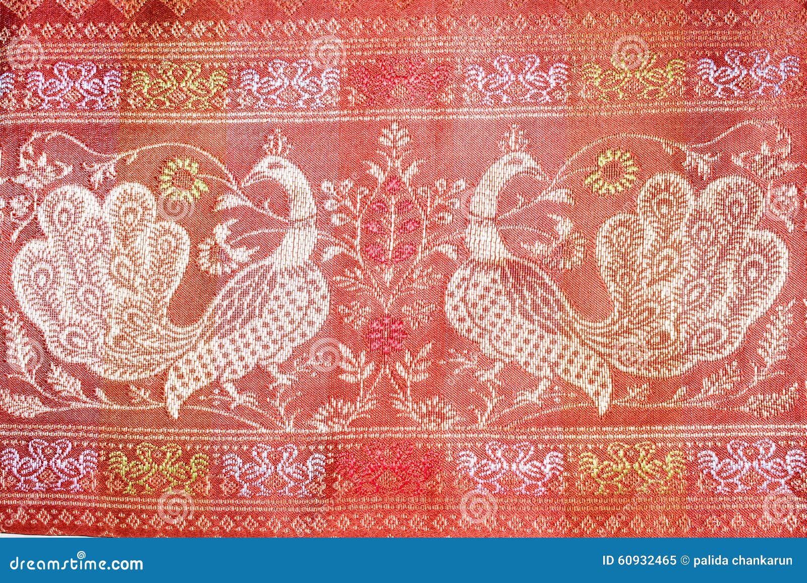 Embroidered Traditional Pattern Swans Stock Image - Image of fabric ...