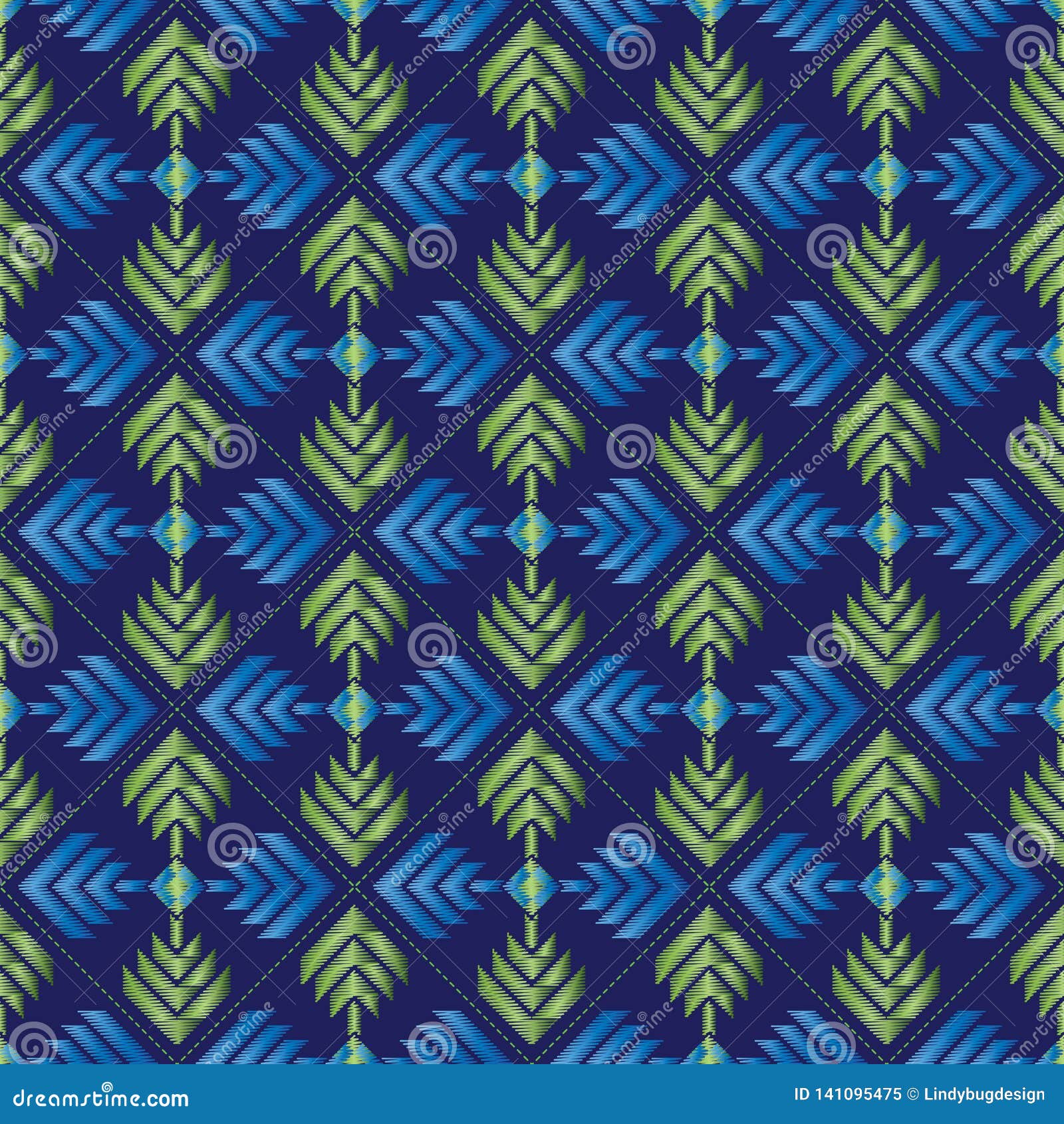 Seamless Embroidered Repeat Pattern Stock Illustration - Illustration ...